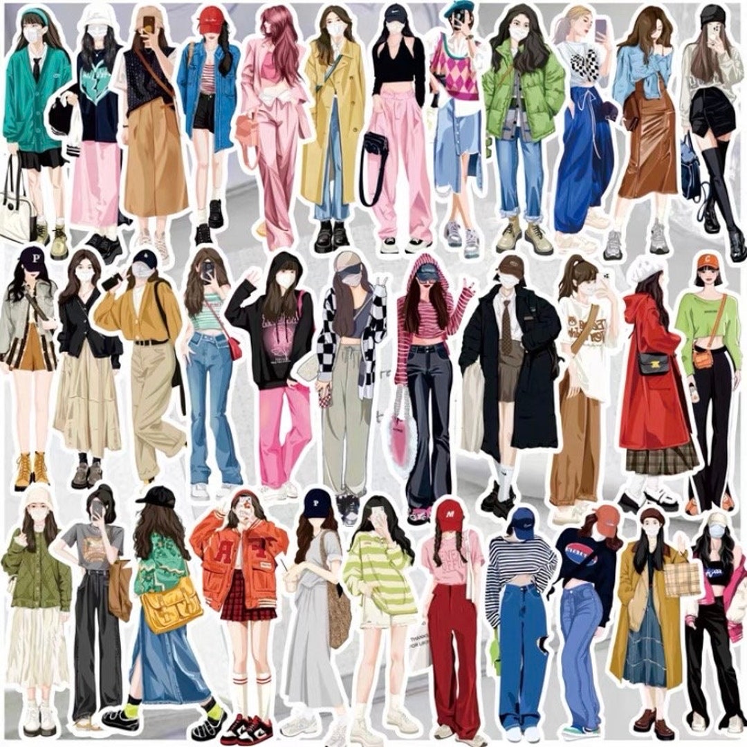 58pcs Girl Stickers Pack Fashion People Woman Planner Decor Female ...