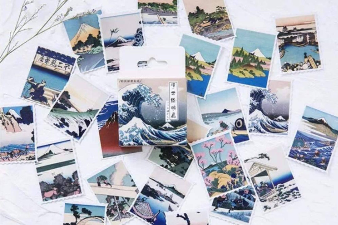 46pcs Japanese Wave Stickers Pack Art Painting Deco Sticker Planner ...