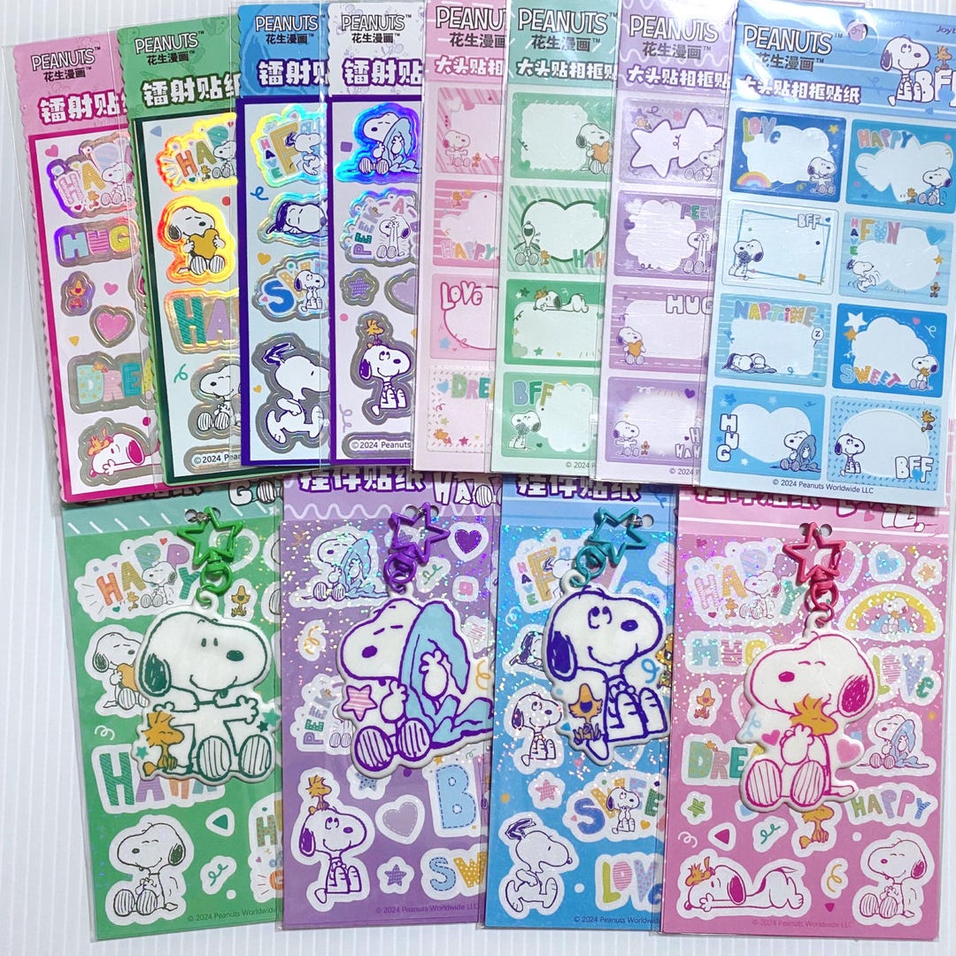 Peanuts Snoopy Stickers Cute Planner Decor Shiny Deco Sticker ...