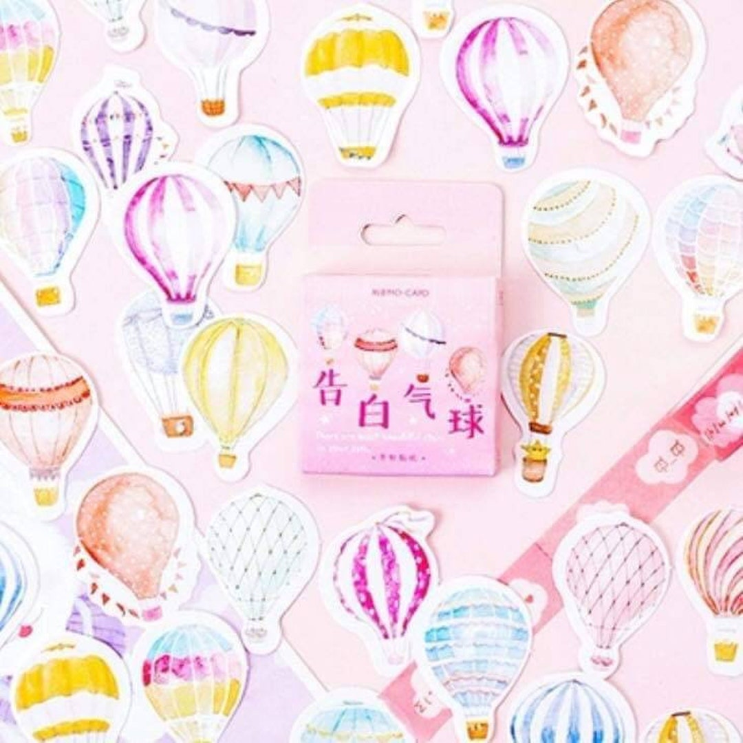 46pcs Hot Air Balloon Stickers Pack Love is in the Air Sky Travel ...
