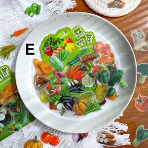 50pcs Food Sticker Pack Clear Deco Sticker Vegetables Milktea PVC ...