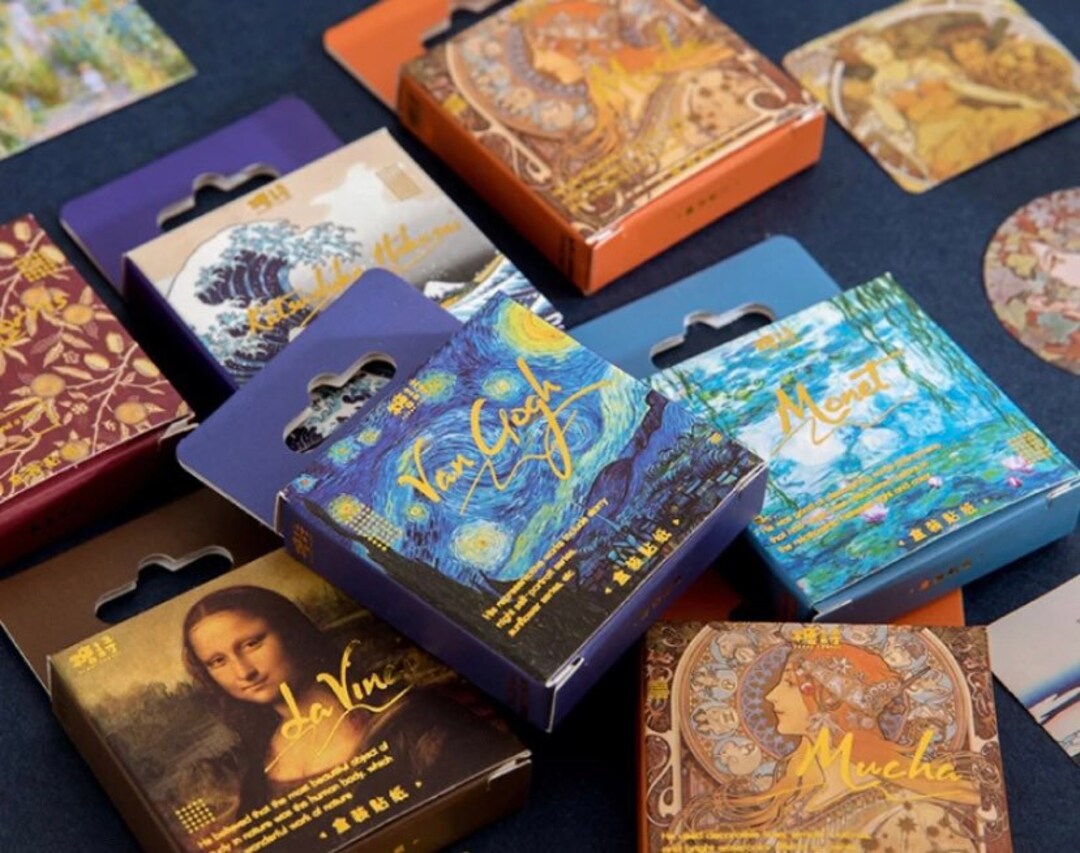 45pcs Art Stickers Pack Painting Ocean Wave Flower Planner Decor ...