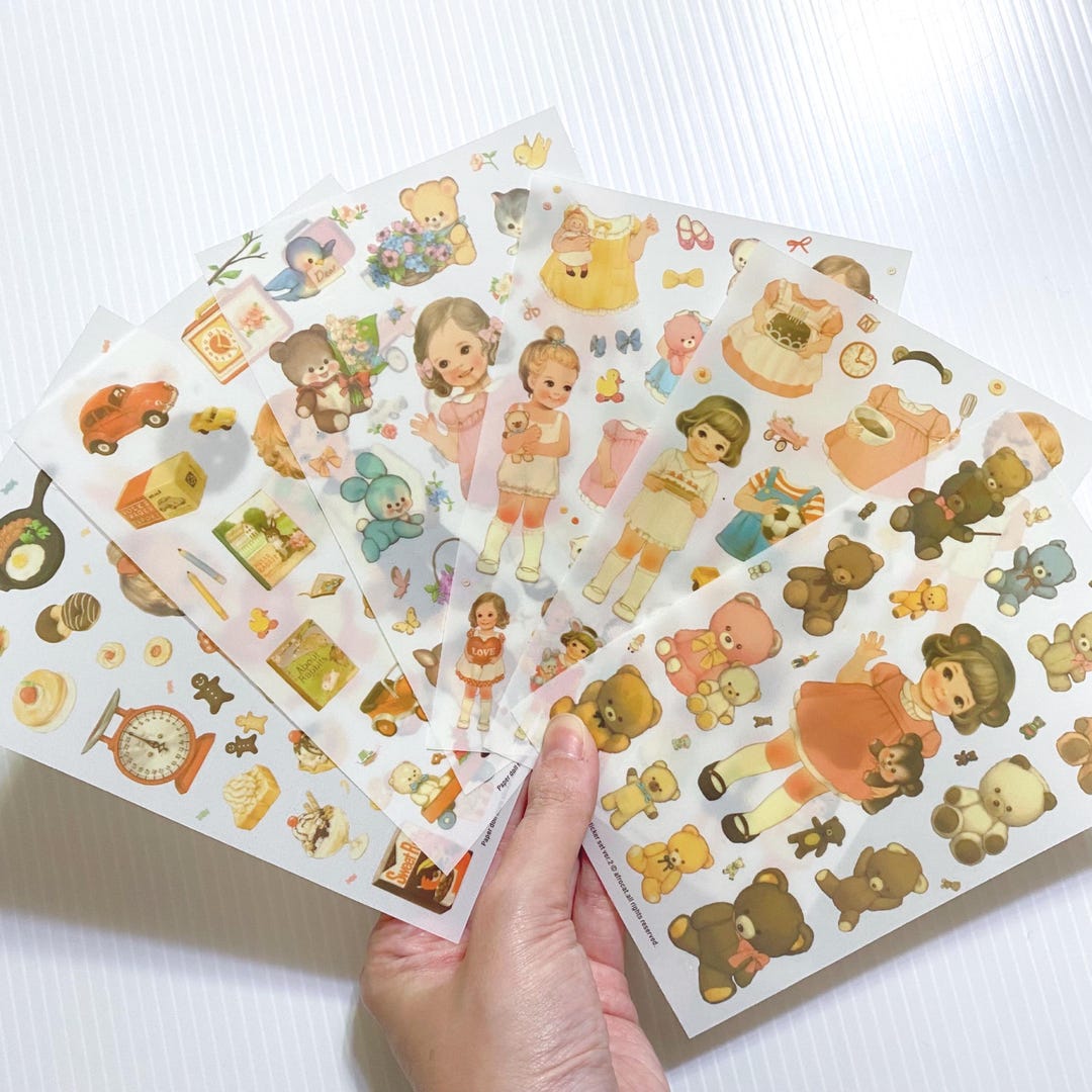 6 Sheets Doll Stickers Pack Girl Deco Stickers Planner Decor ...