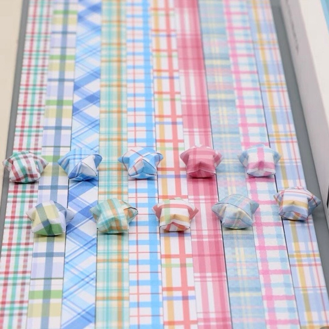 Origami Lucky Wishing Star Striped and Plaids Paper Party Crafts Decor ...