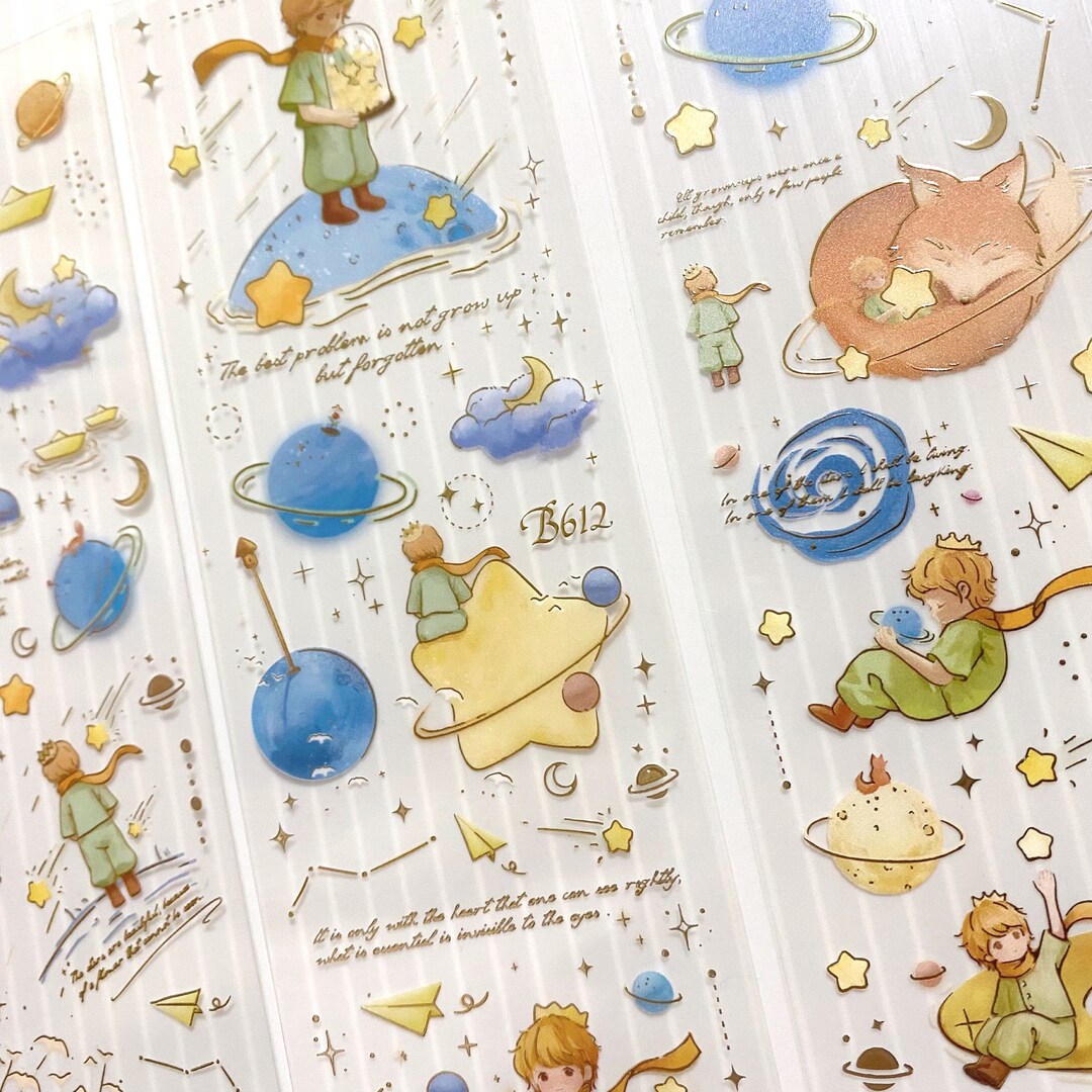 3 Sheets the Little Prince Stickers Pack Not Precut Cute Gold Foil ...