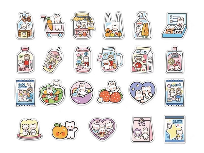 FREE SHIPPING 46pcs Kawaii Stickers Teddy Bear Penguin Rabbit | Etsy