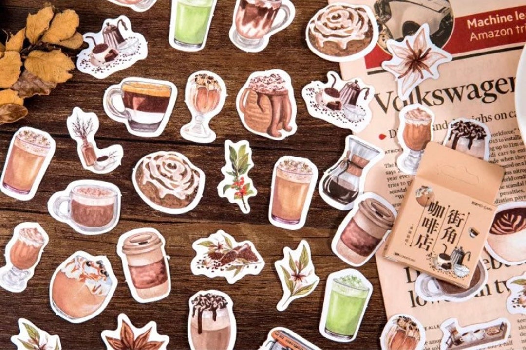 46pcs Coffee Stickers Pack Dessert Food Drinks Journaling Planner Decor ...