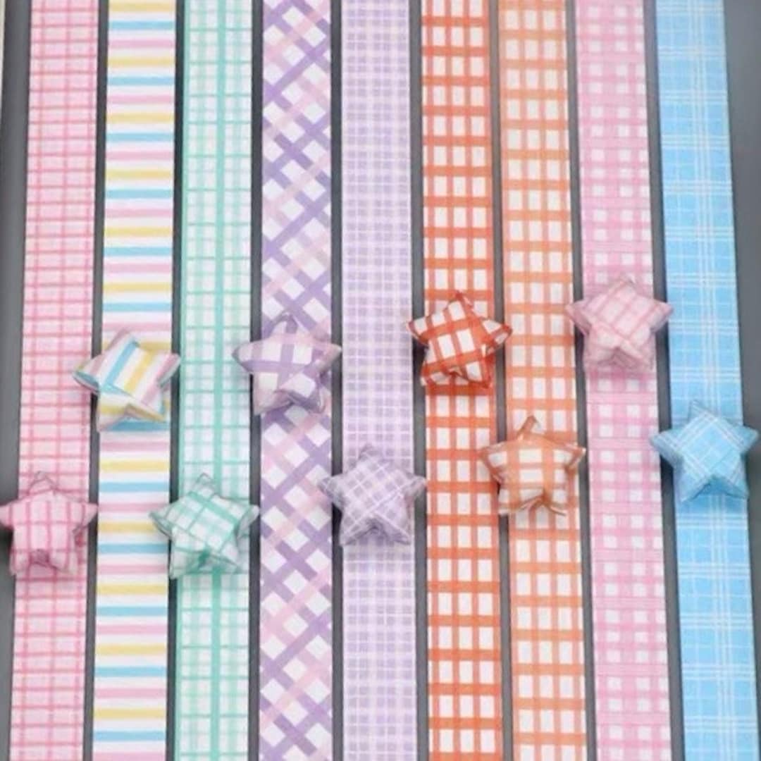Origami Lucky Wishing Star Striped and Plaids Paper Party Crafts Decor ...