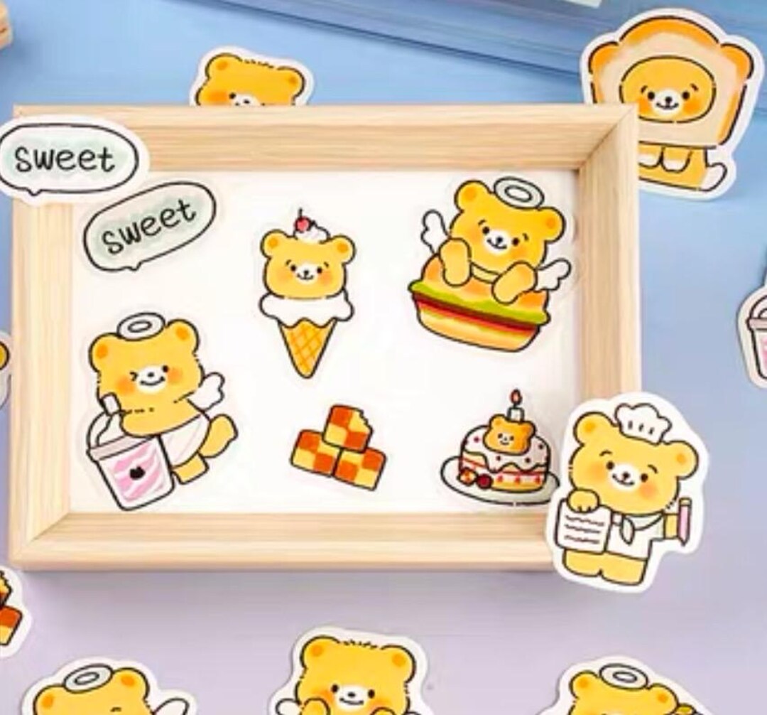 40 Pcs Bear Stickers Pack Planner Decor Deco Sticker Journaling ...