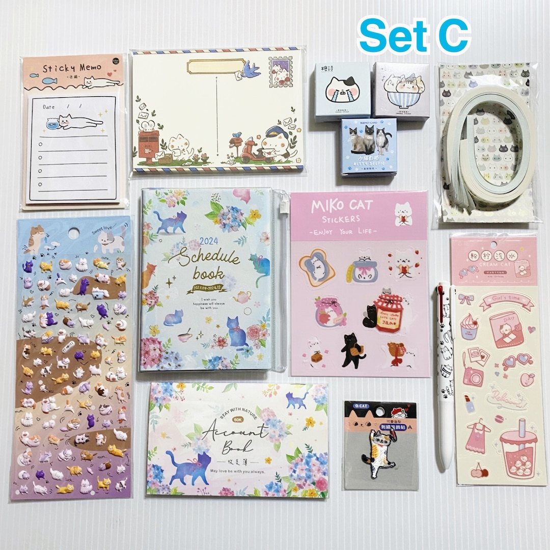 Cat Gift Set for Cat Lovers Cute Stationery Set Cat Planner 2024 ...