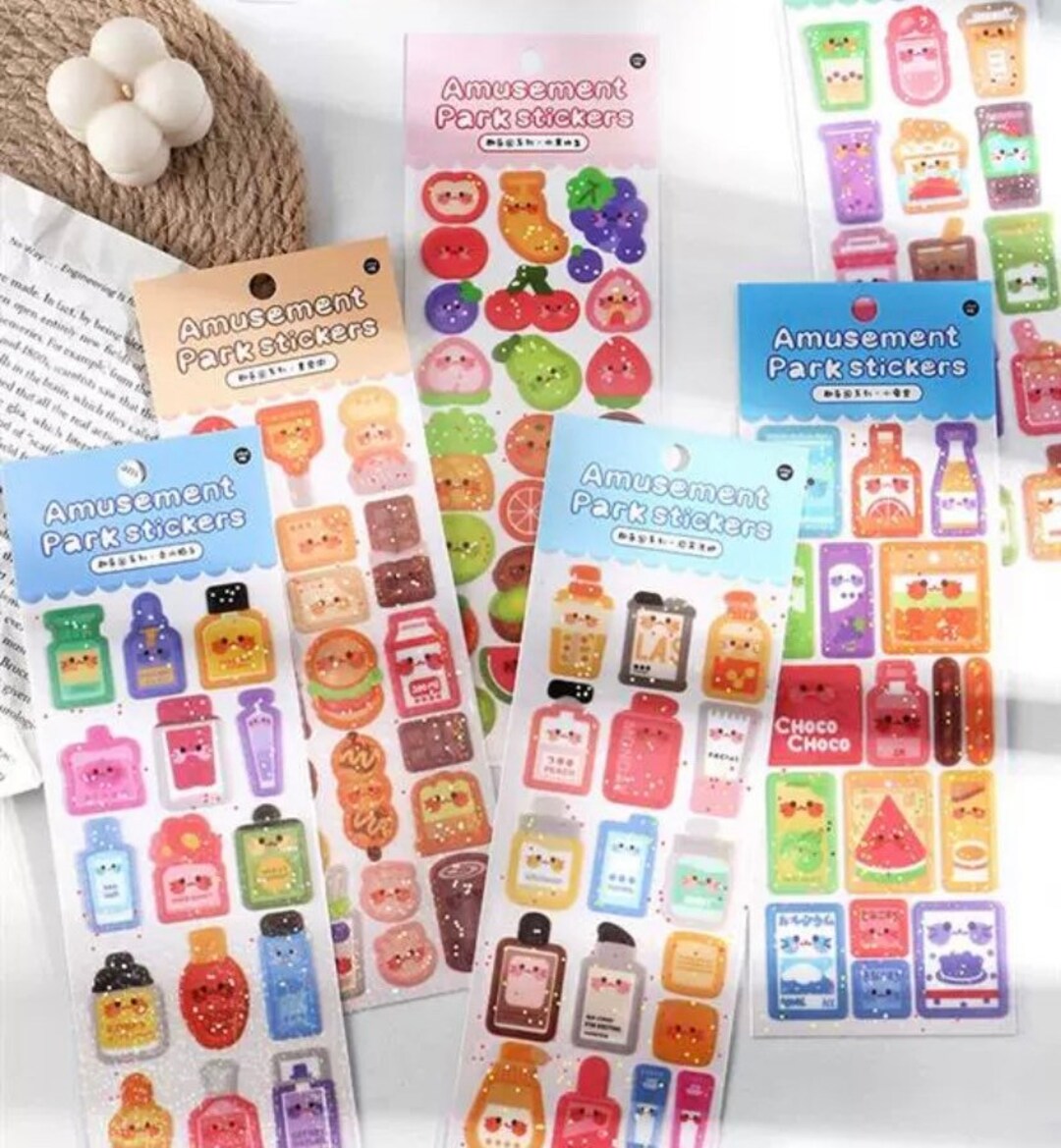 Shiny Stickers Glitter Food Drinks Perfume Snacks Fruit Dessert Planner ...