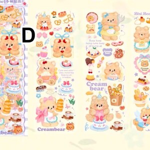 3 Sheets Teddy Bear Stickers Pack Not Precut Planner Decor Scrapbooking ...