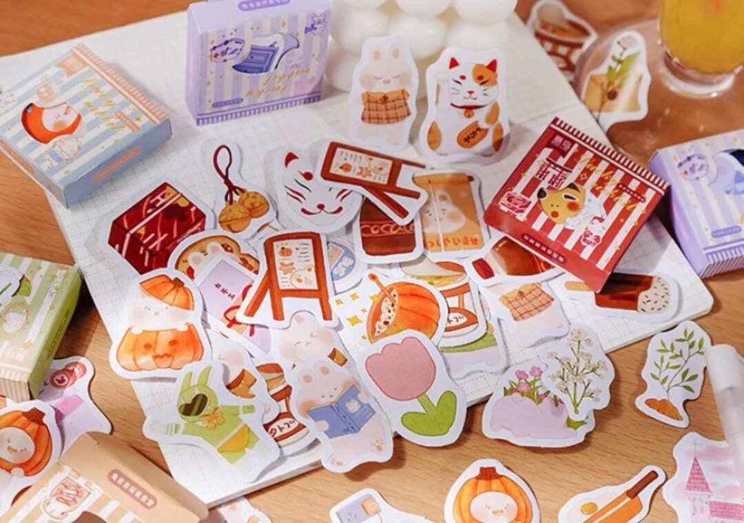 45pcs Bunny Stickers Pack Rabbit Food Drinks Flower Plants - Etsy