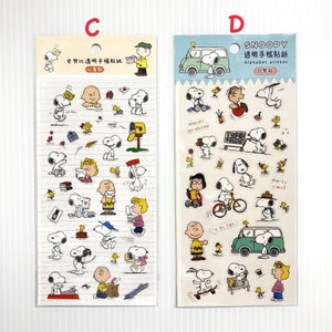 Peanuts Snoopy Stickers Cute Planner Decor Transparent Deco Sticker ...