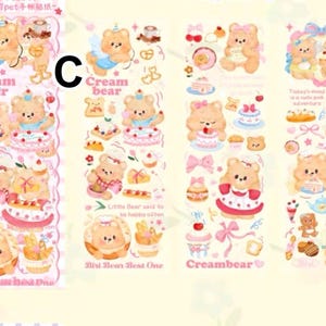 3 Sheets Teddy Bear Stickers Pack Not Precut Planner Decor Scrapbooking ...