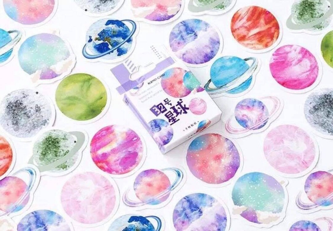 45pcs Planet Stickers Pack Celestial Space Galaxy Universe Journaling ...