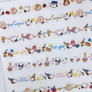 Peanuts Snoopy Stickers Cute Planner Decor Border Striped Deco Sticker ...