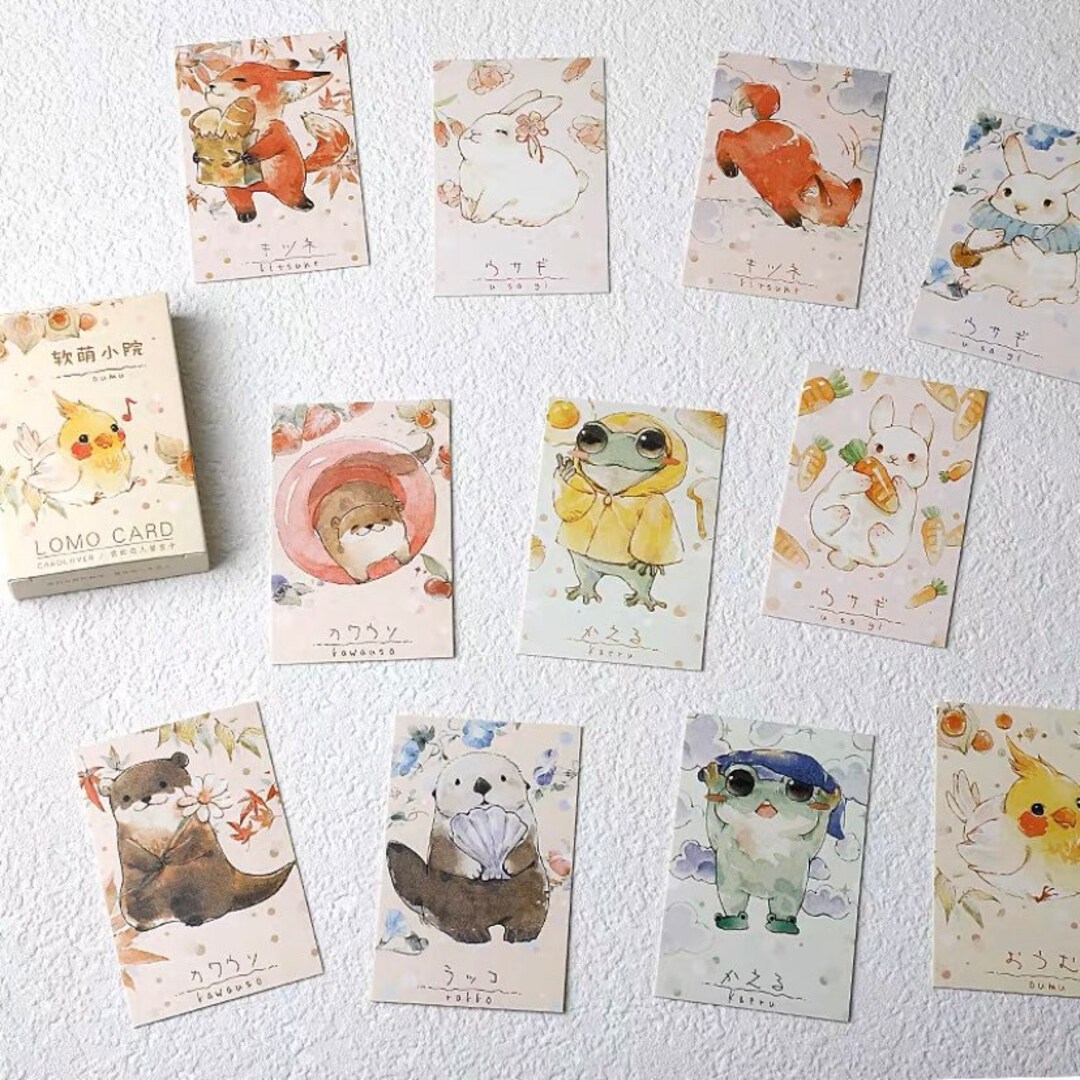 28pcs Animal Card Set Small Cards Cute Cards Writing Card Message Card ...