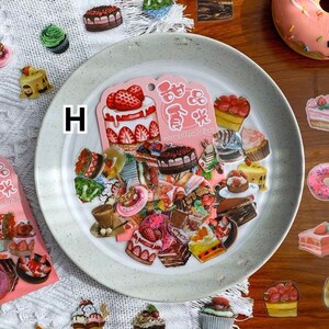 50pcs Food Sticker Pack Clear Deco Sticker Vegetables Milktea PVC ...