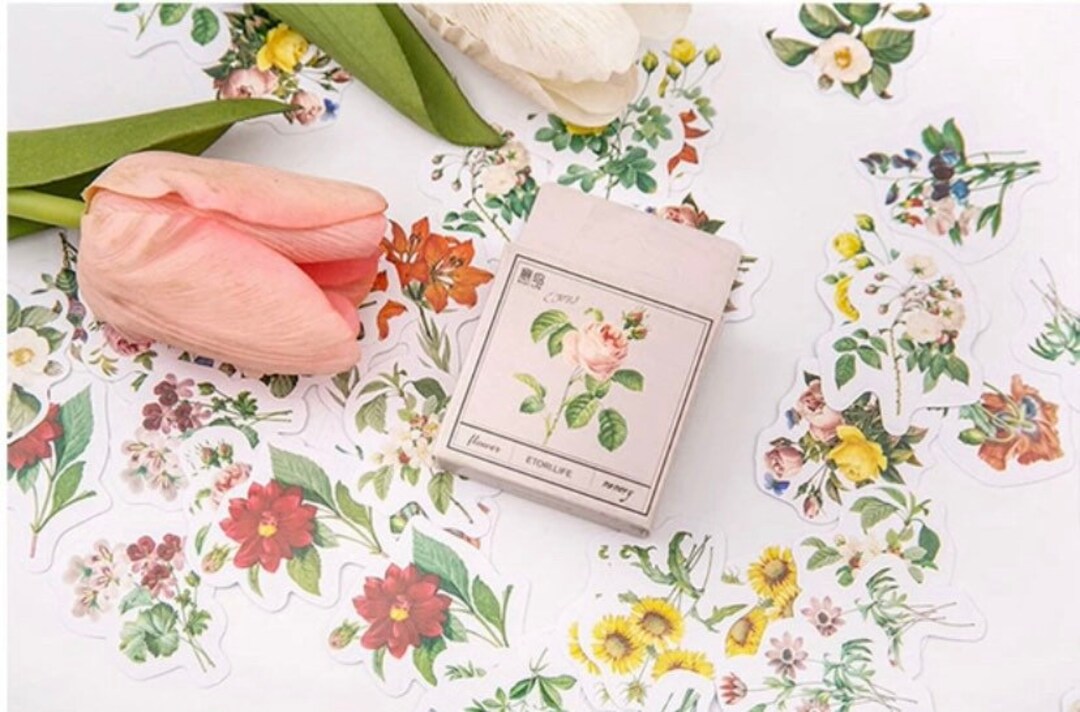 45pcs Flowers Stickers Pack Plants Rose Floral Nature Planner Decor ...