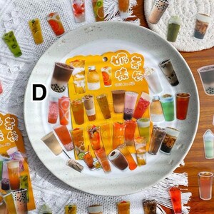 50pcs Food Sticker Pack Clear Deco Sticker Vegetables Milktea PVC ...