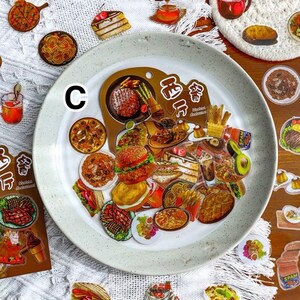 50pcs Food Sticker Pack Clear Deco Sticker Vegetables Milktea PVC ...