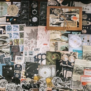200 Pcs Ephemera Kit Retro Junk Journaling Scrapbooking Space Stickers ...