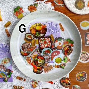 50pcs Food Sticker Pack Clear Deco Sticker Vegetables Milktea PVC ...