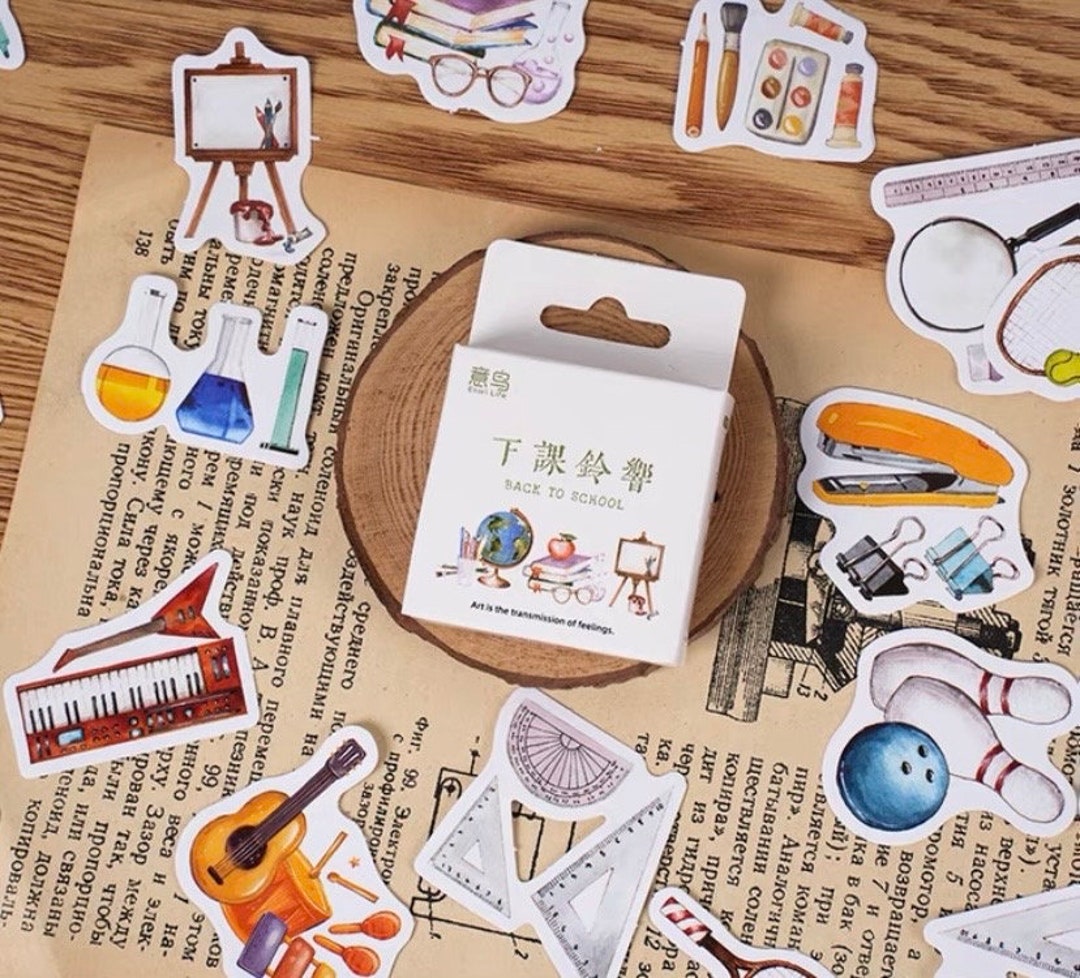 46pcs Back to School Stickers Pack Subjects Math Music English Art ...