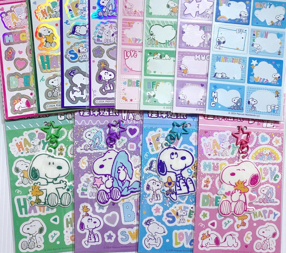 Peanuts Snoopy Stickers Cute Planner Decor Shiny Deco Sticker Frame ...
