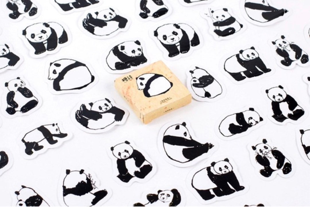 45pcs Panda Stickers Pack Black and White Animal Planner Decor Deco ...