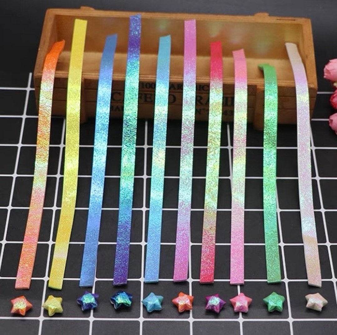 Origami Lucky Wishing Star Shiny Folding Strips Paper Strips Origami ...