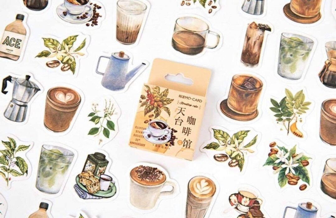 46pcs Coffee Stickers Pack Planner Decor Bullet Journaling Cafe Coffee ...