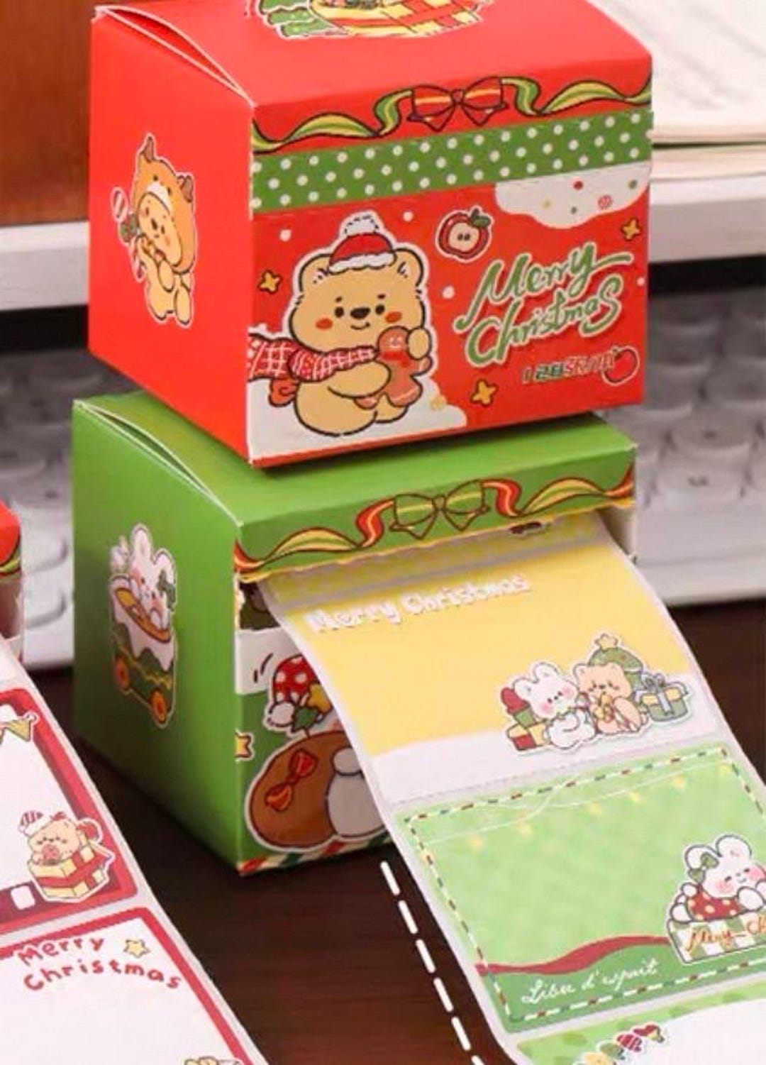 128 Pcs Teddy Bear Stickers Pack Christmas Writable Label Memo Sticker ...