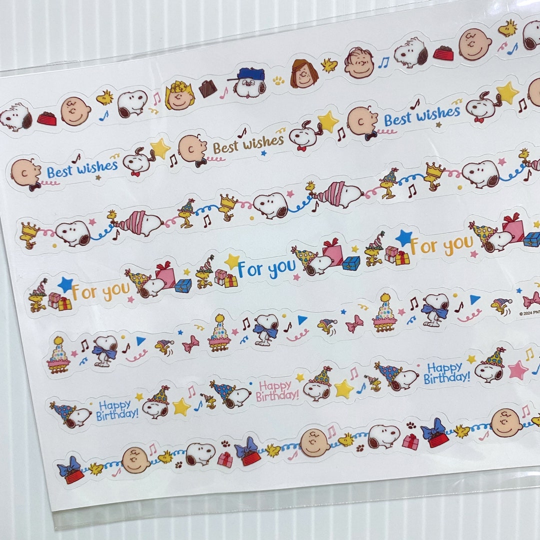 Peanuts Snoopy Stickers Cute Planner Decor Border Striped Deco Sticker ...