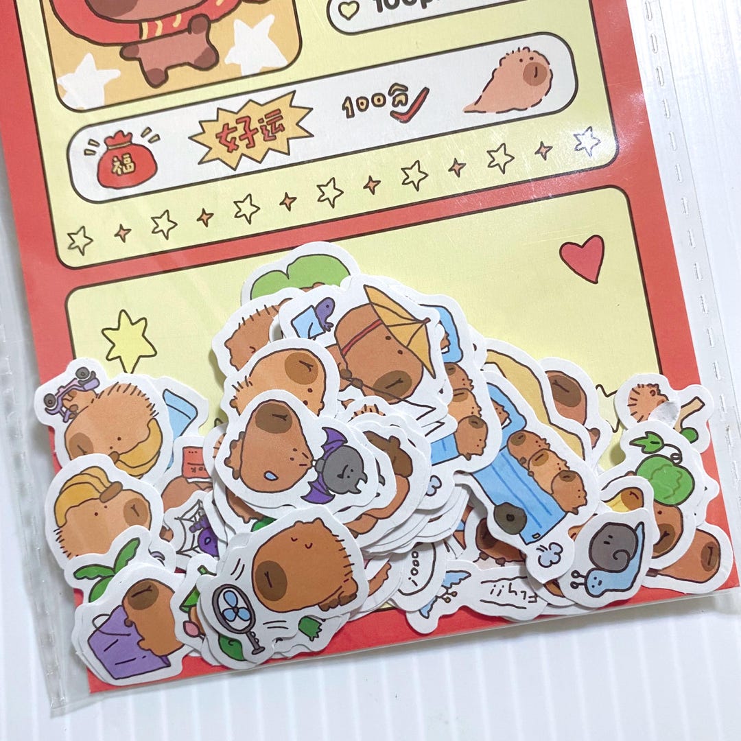 100pcs Capybara Stickers Pack Animal Planner Decor Journaling ...