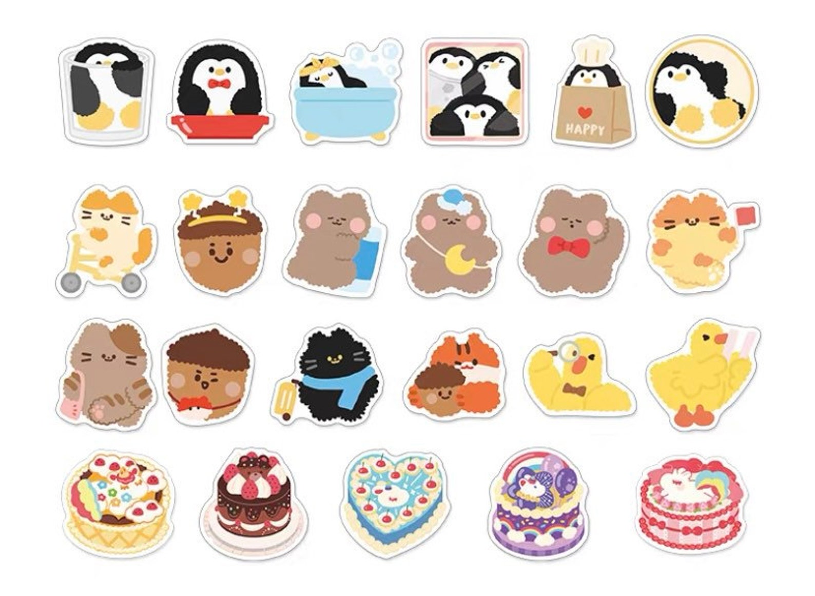 FREE SHIPPING 46pcs Kawaii Stickers Teddy Bear Penguin Rabbit | Etsy