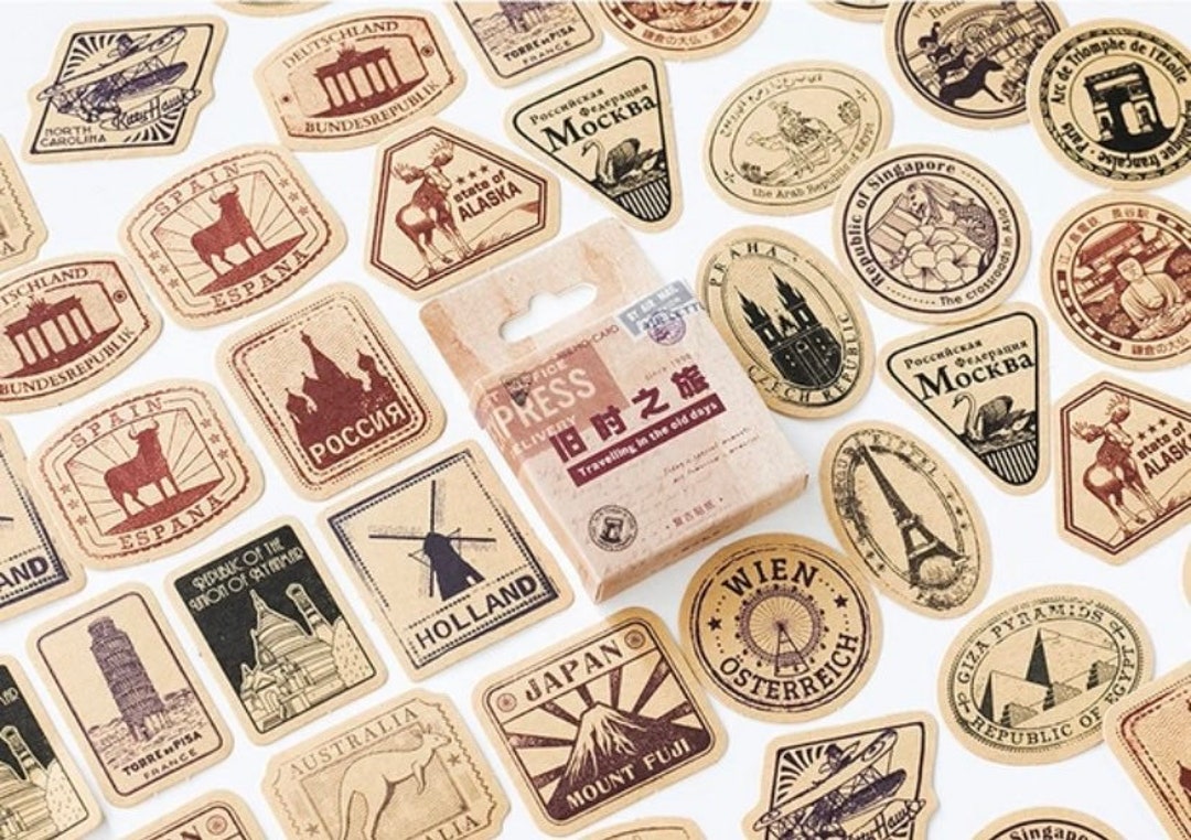 46pcs Travel Stickers Pack Stamp Sticker Pack Planner Decor ...