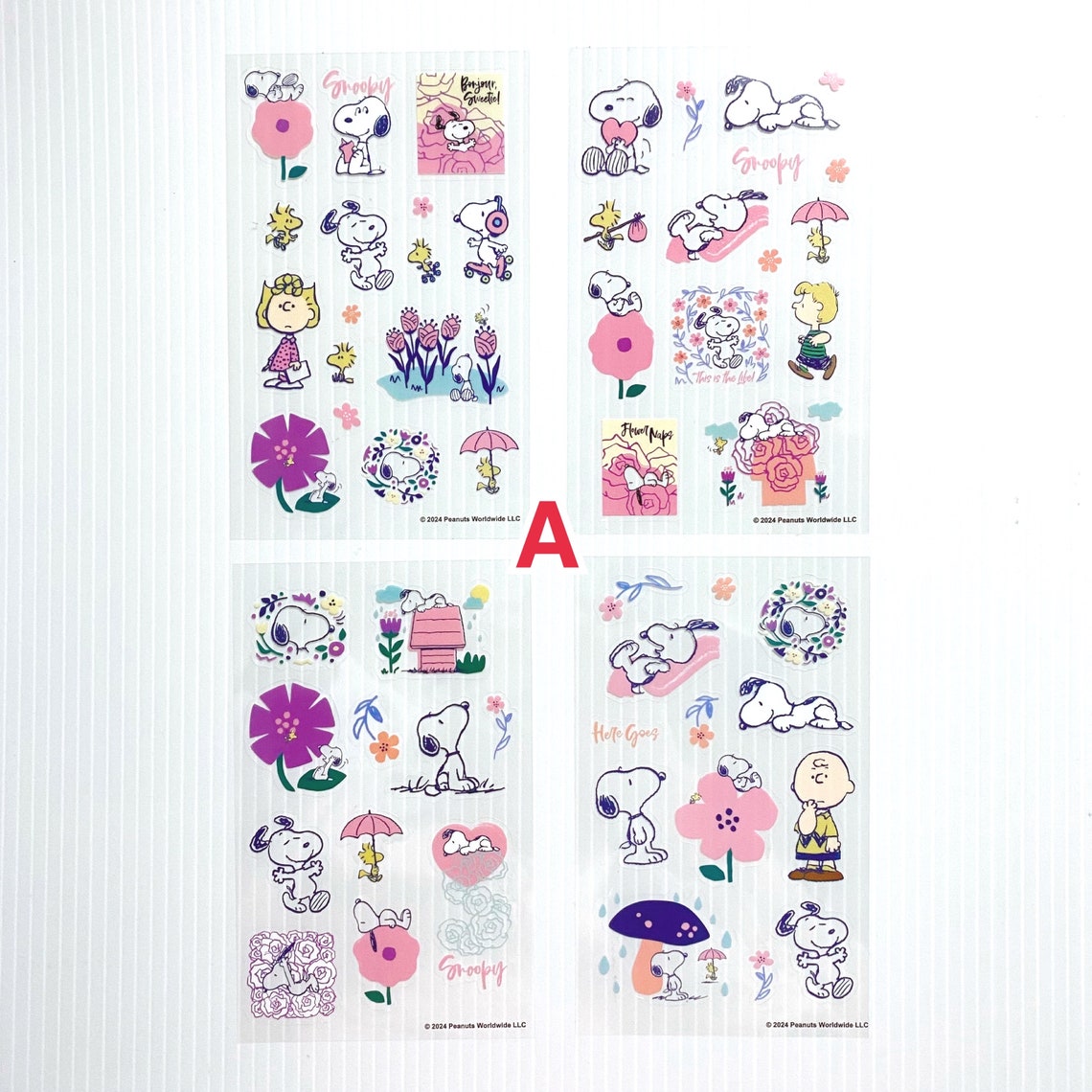 4 Sheets Peanuts Snoopy Stickers Set Cute Planner Decor Deco Sticker ...