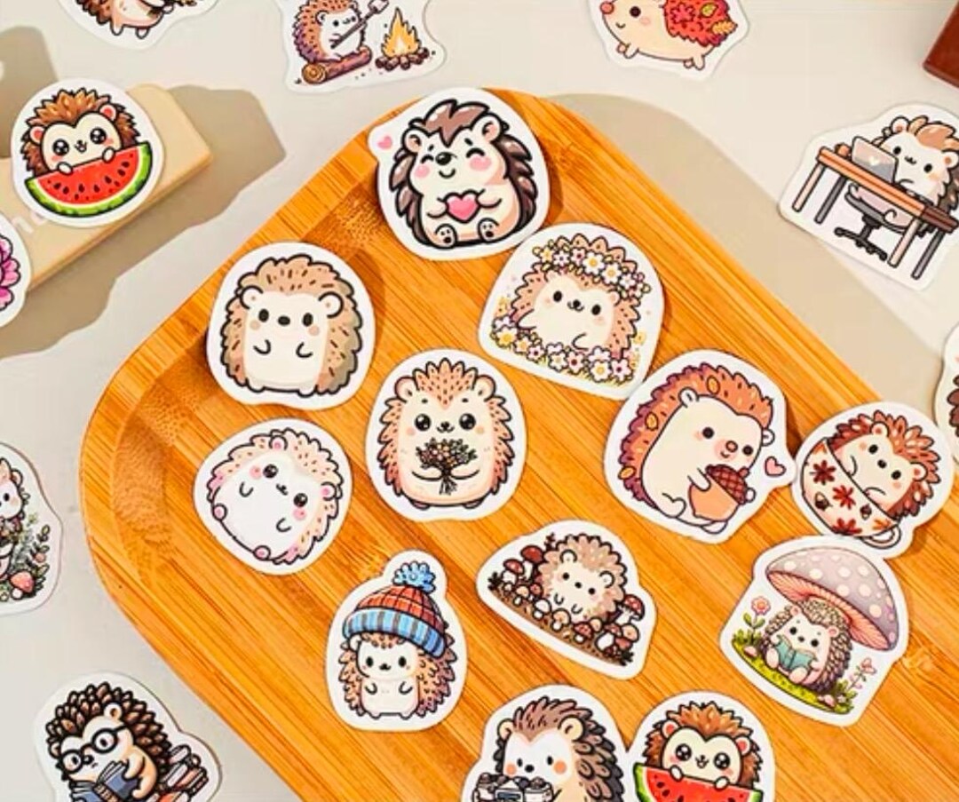46 Pcs Hedgehog Stickers Pack Planner Decor Deco Sticker Journaling ...