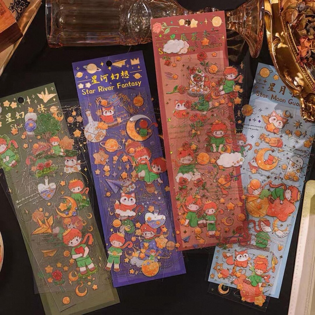 3 Sheets the Little Prince Stickers Pack Cute Gold Foil Sticker Fox ...
