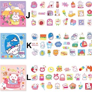 50pcs Cute Stickers Pack Teddy Bear Rabbit Food Dessert Planner Decor ...