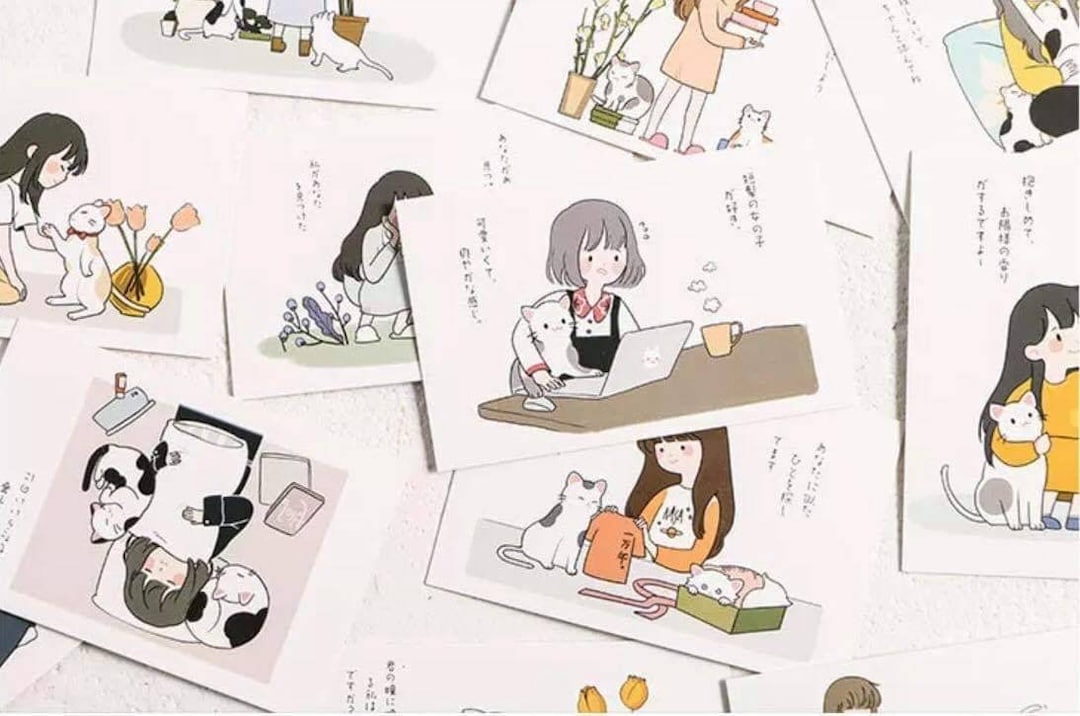 28pcs Cat and I Card Set Cat Cards Small Cards Cute Message Notes ...