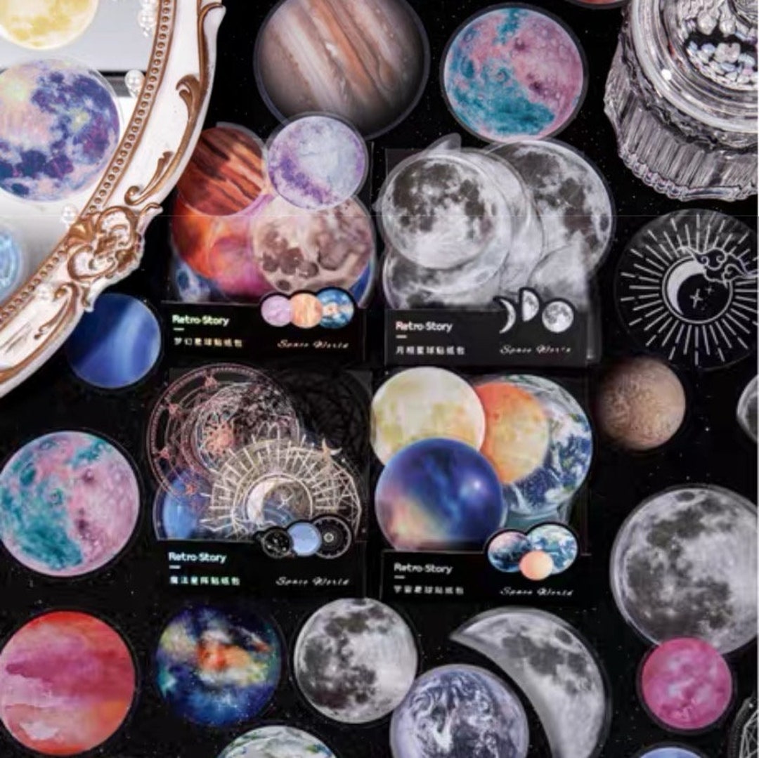 15pcs Celestial Stickers Pack Moon Solar System Planets Galaxy Universe ...