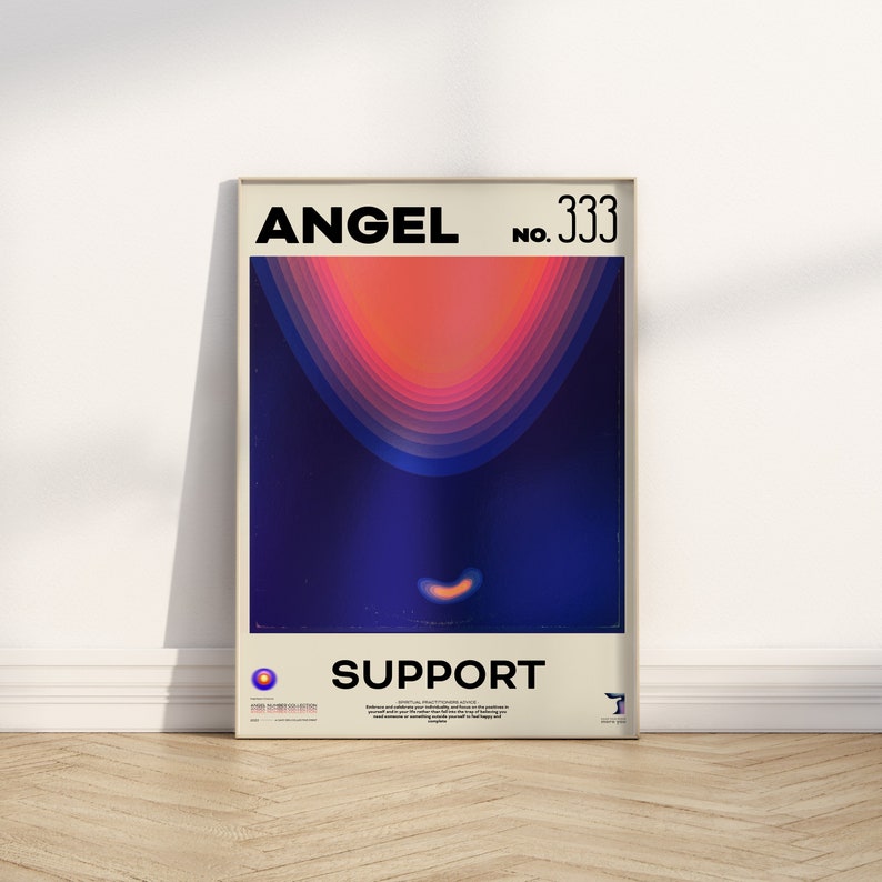 Angel Number 333 Wall Art Print Poster Affirmation Abstract Decor Gradient Retro - Digital ...