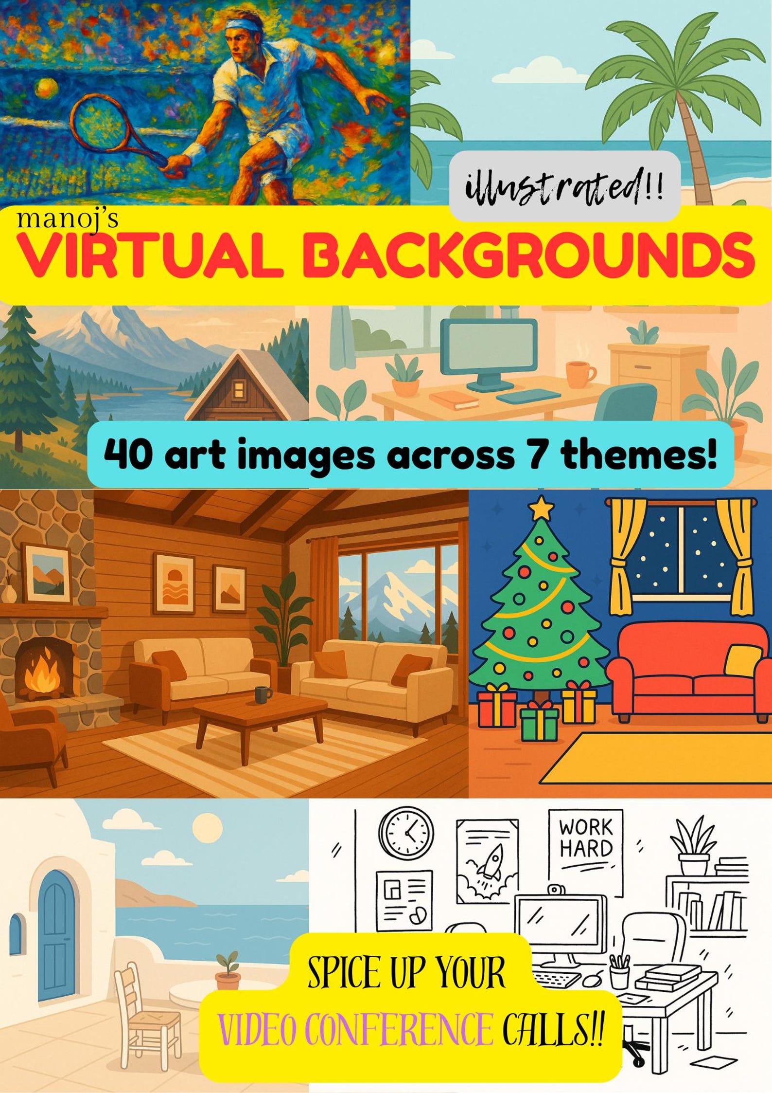 40 Illustrated Virtual Backgrounds for Zoom & Teams | Artistic ...