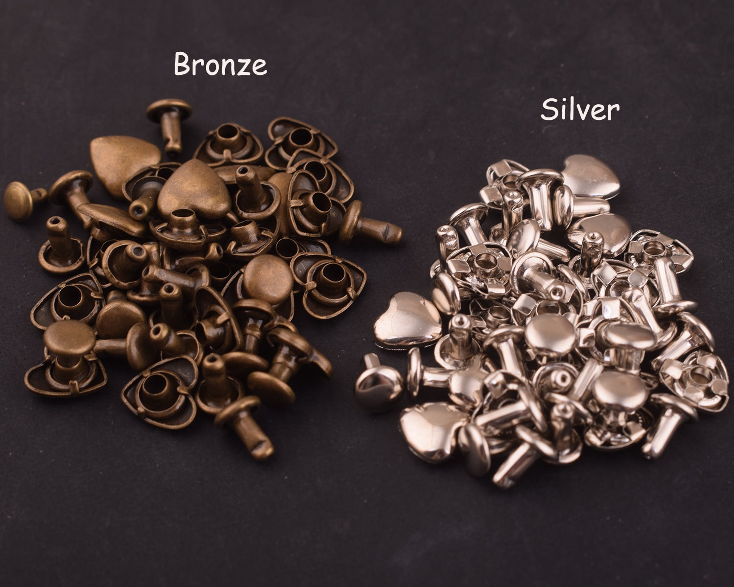 50 Pcs Bronze/silver Rivets 88 Mm Heart-shape Rivet Metal | Etsy