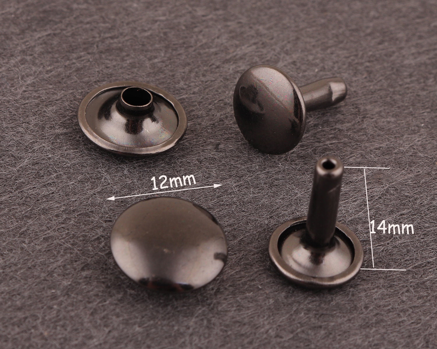 Gunmetal Studs Rivets 50 Sets 1214 Mm Metal Button Studs - Etsy