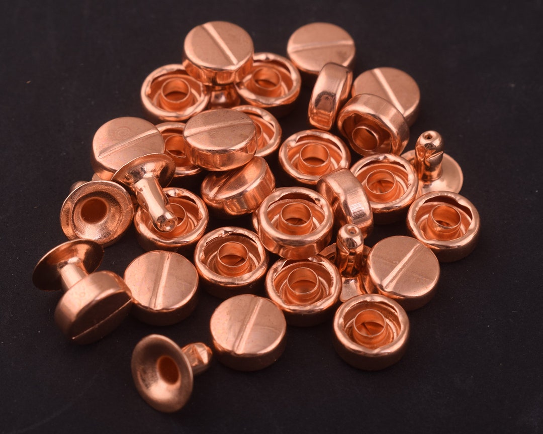 50sets Rose Gold Long Post Double Cap Rivets 7*8mm Copper Rivets-rivet ...