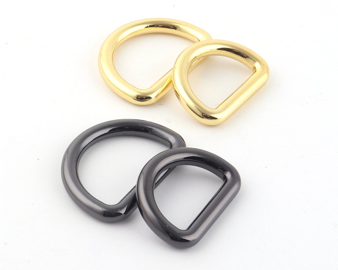 1" Gold and Gunmetal Flat D Ring Buckle Purse Ring Welded D Ring Purse ...